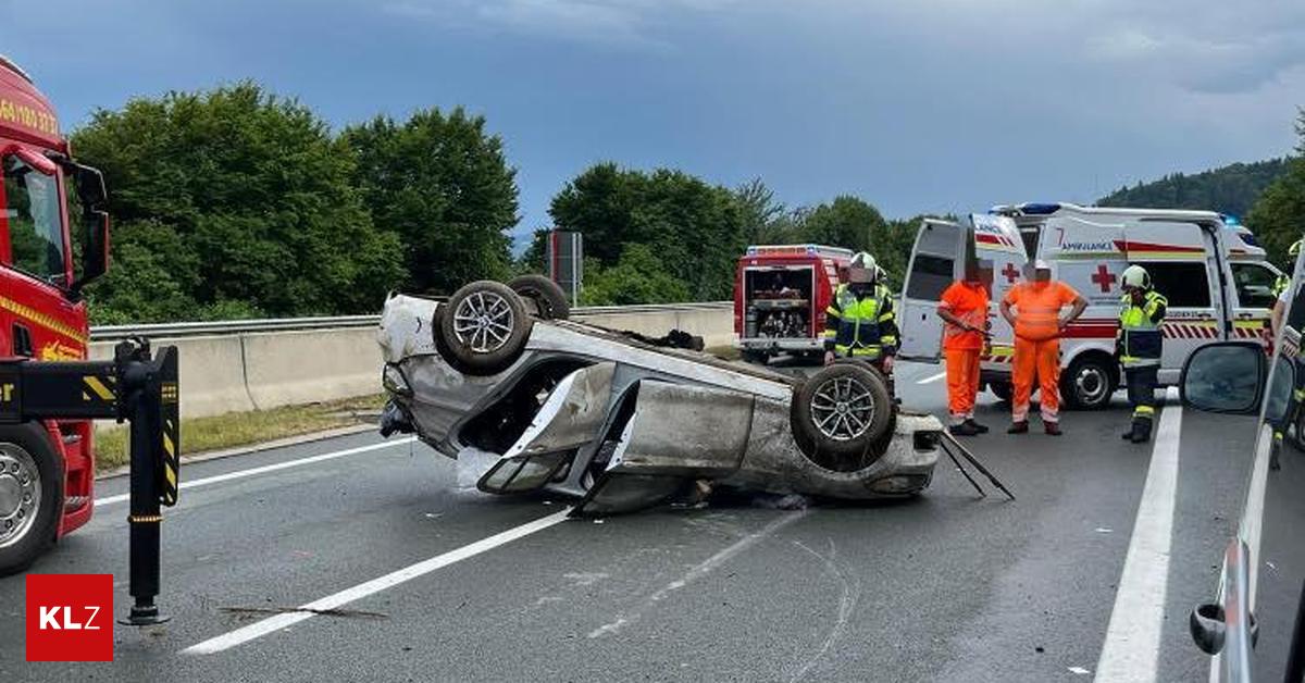 Auch Kind im Pkw : Auto überschlug sich bei schwerem Unfall auf Südautobahn